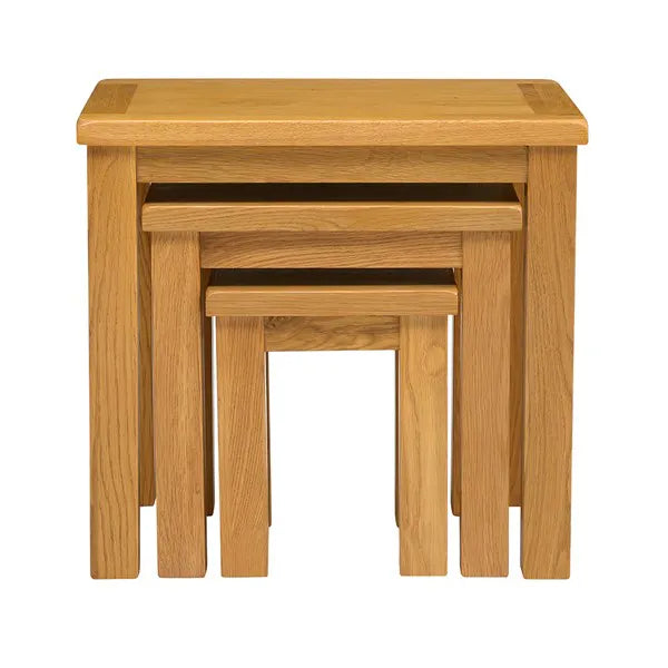 OAKLAND RUSTIC OAK New Nest of 3 Tables – Quality Furniture Clearance Ltd